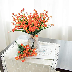 4pcs Artificial Red Daffodils Flowers Fake Shrubs UV Resistant Faux Plants Faux Plastic Bushes Indoor Outdoor Home Office Garden Patio Yard Table Wedding Farmhouse Centerpieces Pot Decor (Red)