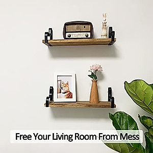 trlry Floating Shelf Rustic Wood for Wall/Office/Books, Set of 2, Hanging Shelves for Living Room/Bathroom/Bedroom/Bedroom, Shelving Wall Mounted, Display Shelves,Wall Bookshelf for Kids