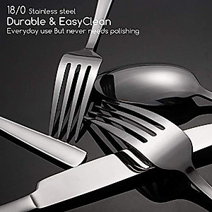 45-Piece Silverware Flatware Cutlery Set Service for 8, Durable 18/0 Stainless Steel Tableware in Ergonomic Design Size and Weight, Dishwasher Safe