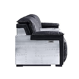 Acme Misezon Power Recliner in Black Top Grain Leather & Aluminum