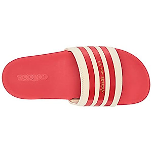 adidas Unisex Adilette Slides Sandal, Wonder White/Vivid Red/Gold Metallic, 13 US Women