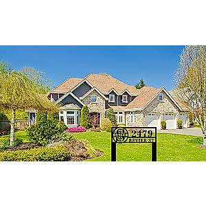 Personalized Metal Address plaque with Monogram displays your address and street name, House Number Address Sign, Personalized Metal Yard Stake House Address Name Sign