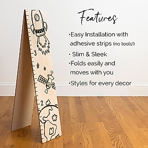 Headwaters Studio Outer Space Growth Chart - Growth Chart for Wall Height Chart for Kids Height Growth for Kids Height Measurement Growth Kids Growth Chart Height Measurement Tool-Natural - 63" x 6.7"