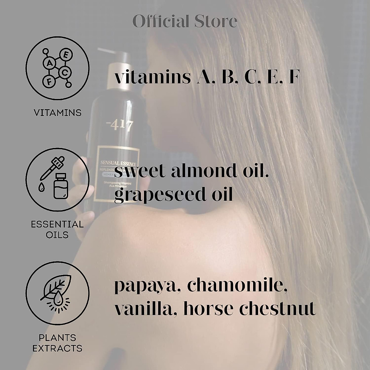 -417 Dead Sea Cosmetics Replenishing Moisture Mineral Shampoo - Cleansing & Nourishing - Perfect Solution For Beautiful Healthy Hair - with Aloe Vera & Sweet Almond Oil 11.83 fl oz.