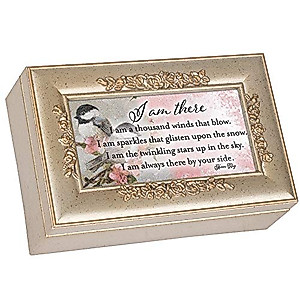 Cottage Garden by Your Side Champagne Silvertone Bevel Petite Rose Music Box Plays Wind Beneath My Wings