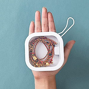 Obsoorth Portable Hair Tie Organizer Hanging Stackable Mini Travel Qtip Organizer Box Case with Clear Lid for Organizing Bandaid Bobby Pin Cotton Swabs Small Items, White