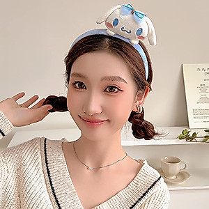 Kawaii Spa Headband for Washing Face, Cute Hairband for Make Up, Washing, Party, Cute Headwear Costume Accessories for Woman Girls (Blue)