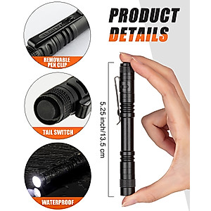 Vinsot 20 Pcs LED Pocket Flashlight Mini Small Handheld Pen Light Bulk Flashlight Tactical Torch with Clip LED Pen Pocket Light for Police Camping Outdoor Inspection Security (5.12 Inch)