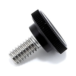 1/4"-20 x 1/2" Thumb Screw Stainless Steel - Black Knurled Round Plastic Knob - Standard/Coarse Thread Thumbscrew - Length: 0.500" - Proudly Built in USA - Package of (4)