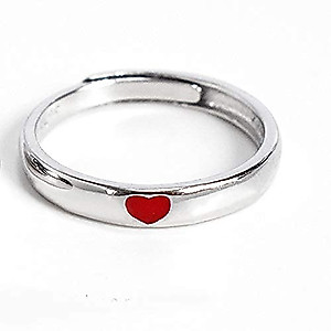 2 Pcs Heart Matching Rings Set Couple Friendship Lover Open Adjustable Rings Minimalist Heart Engagement Wedding Bands Simple Multi-Style Jewelry for Him Her Lover Couples - Heart