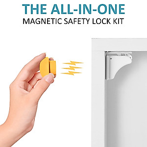 Dyoac Magnetic Cabinet Locks Baby Proofing Children's Invisible Lock for Cabinets, Doors, Drawers - Easy to Install Children Proofing (4 Locks and 1 Key)