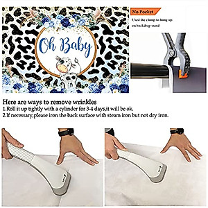 Avezano Milk Cows Baby Shower Backdrop Oh Baby Sign Baby Shower Party Decorations Blue Cow Stripes Floral Backdrops Cake Table Banners Boys Photography Backdground (7x5ft)