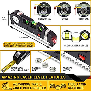 Ofircreation Stud Finder & Multifunction Device (Laser Level line, Leveler, Metric Ruler) - Stud Finder Wall Scanner With Laser Level Can Be Used as Pictures Hanging Tool and Ruler