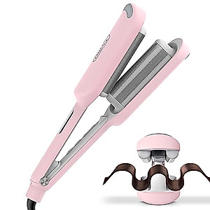Hair Crimper Waver Curling Iron, TYMO Deep Waver Hair Tool, Ionic Beach Waves Curling Wand with Ceramic Tourmaline Barrel for Women, Anti-Scald, Quick & Easy, 9 Temps with LED Display, Dual Voltage