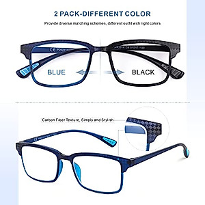 CARA 2 Pack Progressive Multifocus Reading Glasses, Flexible Lightweight TR90 Frame Blue Light Blocking Computer Readers, Workspace for Near Range (C1, 2.50)