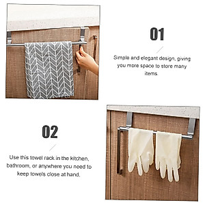 KONTONTY 2Pcs Over The Door Towel Holder Versatile Towel Hanging Bar for Kitchen and Bathroom for Dish Towels Tea Towels and Hand Towels Easy Installation Design