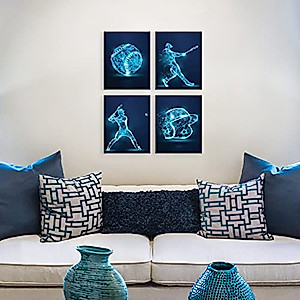 Baseball Wall Art Prints - Set of 4 (8x10) Unframed Baseball Posters - Baseball Room Decor For Men Kids Teenagers - Baseball Poster Set For Bedroom Man Cave - Baseball Wall Decor Dorm - Baseball Boys Bedroom Decor - X-Ray