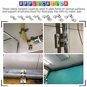 Glarks 85Pcs Pipe Strap Clamp Set M8 M10 M12 M14 M16 M20 M25 304 Stainless Steel Two Hole Strap Heavy Duty Rigid Pipe Strap U Bracket Tube Strap Assortment Kit For Pipe Tube Fixing