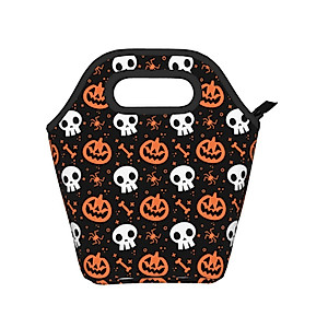 Gocerktr Halloween Bat Flower Thermal Lunch Bag for Women Men Reusable Lunch Box Waterproof Tote Bag Lunch Container Cooler Bag Work/Travel/Picnic…