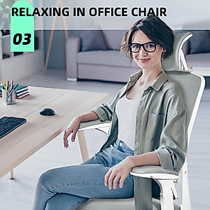 Ergonomic Office Chair Lumbar Support, High Back Office Chair with Adjustable Headrest and Arms, Mesh Computer Desk Chair Tilt Function, Swivel Task Chair 300lbs for Home Office, Grey