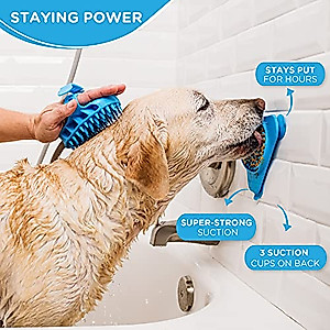 Aquapaw Premium Licking Mat for Dogs & Cats | Non-Slip Slow Feeding Mat for Food, Treats & Peanut Butter | Dog Anxiety Relief & Boredom Reducer with Suction Cups | Perfect for Bathing, Grooming - Blue