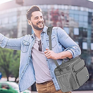BAGBEBAG Lunch Bag for Men Women, Insulated Lunch Bag Women Man, Adult Lunch Box for Men Women, Large Lunch Bag for Office Work Picnic, Leak Resistant Cooler Bag, 24-Can,14L (Gray)