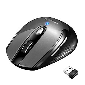 LeadsaiL Wireless Computer Mouse, 2.4G Portable Slim Cordless Mouse Less Noise for Laptop Optical Mouse with 6 Buttons, USB Mouse for Laptop, Deskbtop, MacBook (Grey)