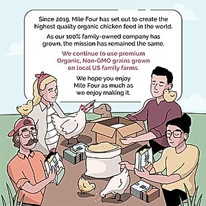 Mile Four | Layer Chicken Feed | Organic, Non-GMO, Corn-Free, Soy-Free, Non-Medicated Chicken Food | Adult Poultry, Roosters, Chickens, Ducks, Geese & Gamebirds | 16% Protein | Whole Grain | 23 lbs.