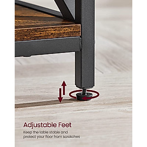 VASAGLE Lift Top Coffee Table for Living Room, Industrial Coffee Table with Hidden Compartments and Storage Shelf, Steel Frame, Rustic Brown and Black