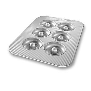 USA Pan Bakeware Aluminized Steel Donut Pan, 6-Well