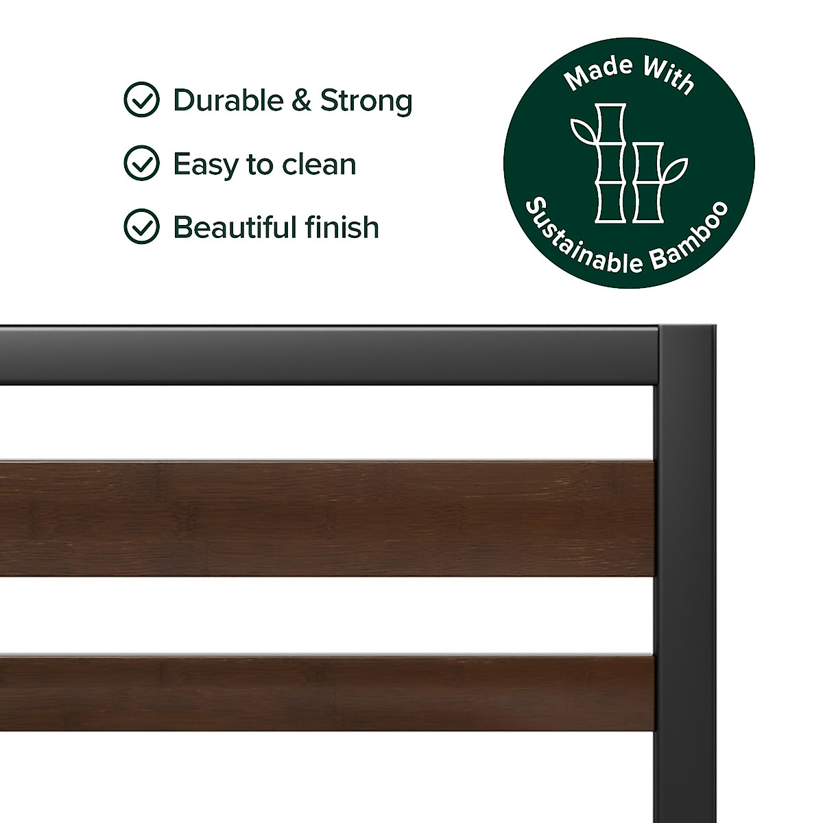 Bundle of Zinus Kai Bamboo and Metal Platform Bed Frame with Headboard / No Box Spring Needed / Easy Assembly, Twin + Zinus Memory Foam 5 Inch Bunk Bed / Trundle Bed / Day Bed / Twin Mattress, Blue