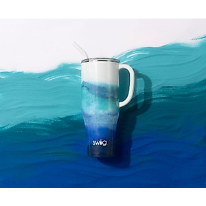 Swig Life 40oz Mega Mug, 40oz Tumbler with Handle and Straw, Extra Large Insulated Tumblers, Cup Holder Friendly Travel Mug (Sapphire)