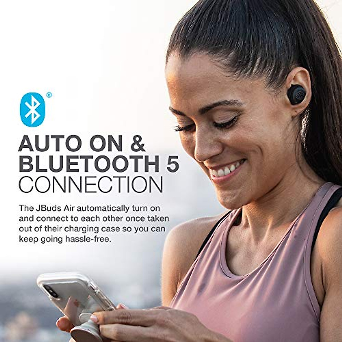 JLab JBuds Air True Wireless Signature Bluetooth Earbuds + Charging Case - Black - IP55 Sweat Resistance - Bluetooth 5.0 Connection - 3 EQ Sound Settings Signature, Balanced, Bass Boost