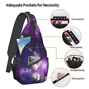 Galaxy Cat Sling Bag Travel Crossbody Backpack for Women Crossbody Chest Daypack Gifts for Christmas Medium