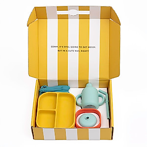 Bella Tunno Little Bites Bundle – Baby Feeding Set and Baby Led Weaning Supplies with 1 Baby Bowl, 1 Baby Plate, 3 Baby Utensils, 1 Cup, 2 Lids, 100% Food-Grade Silicone (Circus Fun)