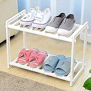 WBTY 2 Layer White Stainless Steel Under Sink Storage Shelves Adjustable Kitchen Storage Shelves