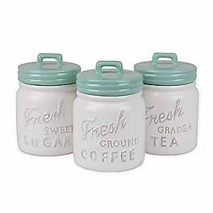 DII Kitchen Accessories Collection Ceramics, Jar Canister Set, Aqua, 3