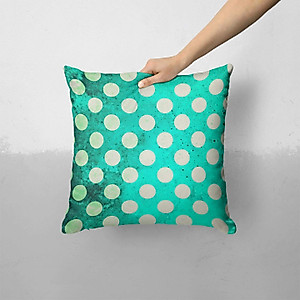 iiRov Dark Teal and White Polka Dots Pattern - Custom Decorative Home Decor Indoor or Outdoor Throw Pillow Cover Plus Cushion Set for Sofa, Bed or Couch (Pillow CASE Cover Plus Cushion)