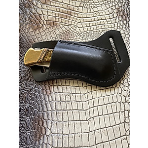 Leather Pocket Right Hand Knife Sheath Fits Buck 110 or Buck 112, Folding Knife Sheath for Belt, Black, Sheath Only