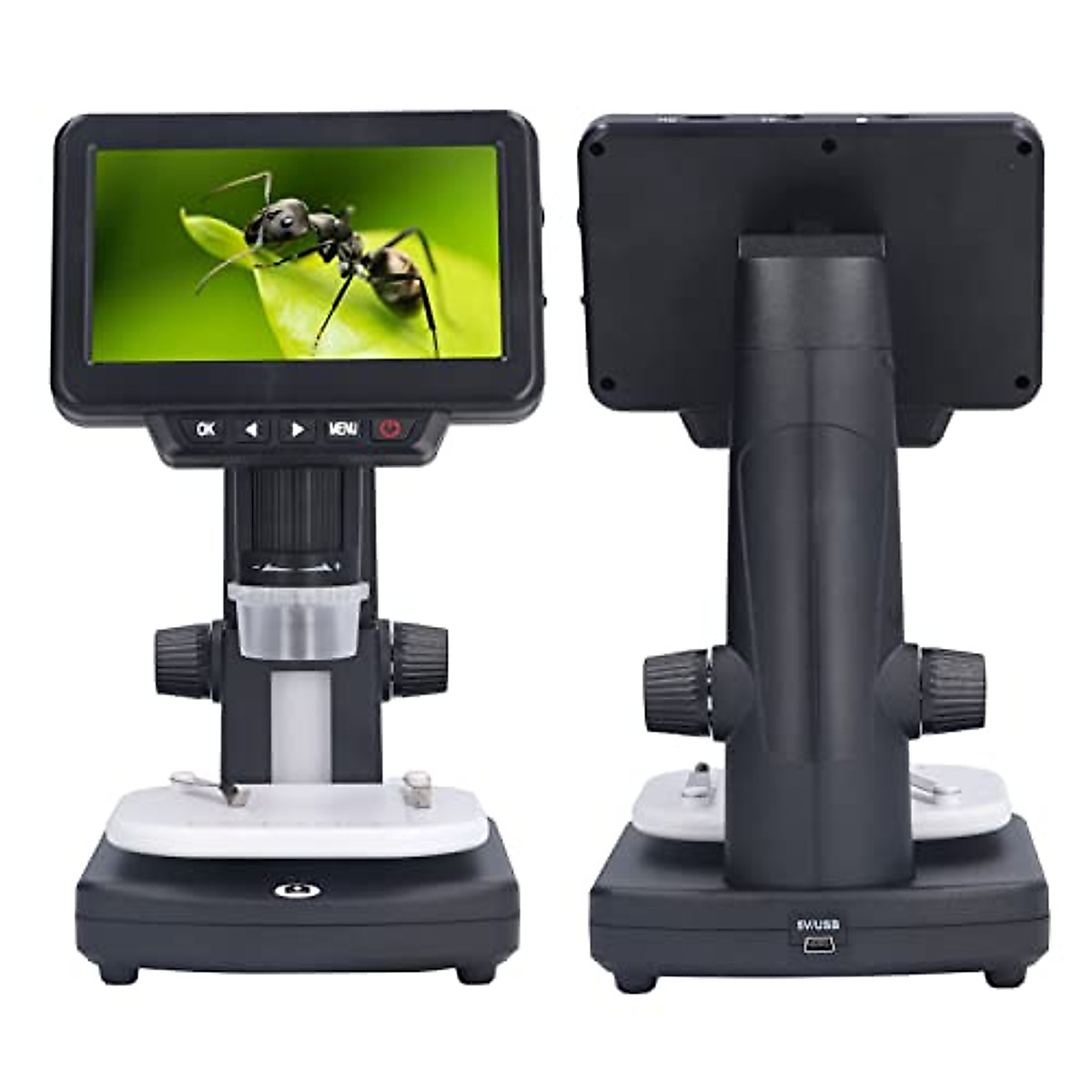 LCD Digital Microscope, 5.0-inch LCD Digital Microscope, 1080P 1500x Magnification Video Microscope Camera with 5MP Image Sensor, PC View WindowsMac OS Compatible 100-240V (US