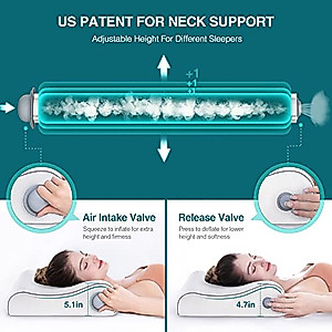 willai Cervical Pillow for Neck Pain,Adjustable Neck Support Pillow with Inflatable Tube,Contour Orthopedic Neck Pillows for Sleeping,Best Firm Memory Foam Pillow for Side Back Sleepers.