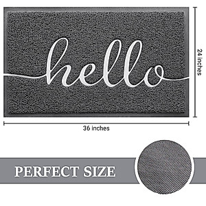 BeneathYourFeet Door Mat (36"x24",Dark Grey), Welcome Mat Low Profile Floor Mat Front Doormat Outdoor Door Rug Non Slip Rugs for Entryway, Patio, High Traffic Areas