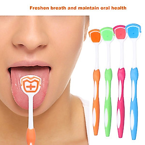 Tongue Cleaner for Adults Kids 4pcs Plastic Tongue Scraper Travel Portable Tongue Brush for Oral Care, Freshen Breath, Fight Bad Breath