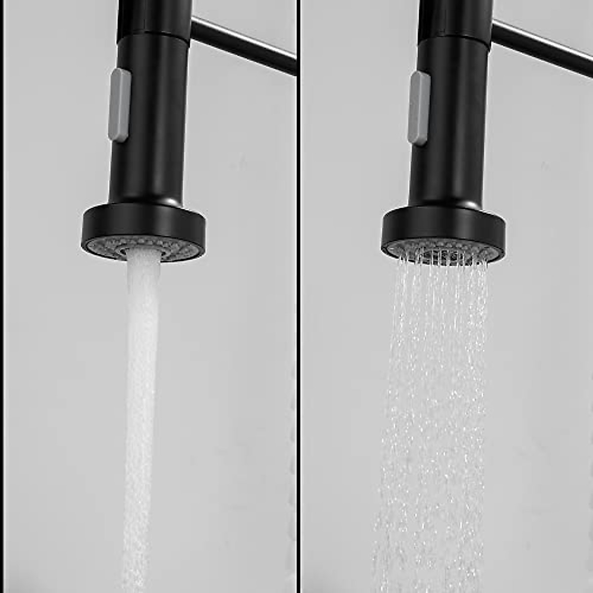 KETIPED Multifunction Matte Black Spring Arched Single Handle Kitchen Sink Faucet SUS 304 Stainless Steel Kitchen Faucet with Pull Down Sprayer and Fixed Rod,SLT-002MB