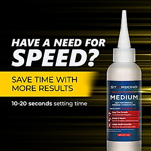 Starbond 4 oz. Medium CA Glue (Premium Cyanoacrylate Super Glue) for Quick Glue-ups, Woodworking, Woodturning, Hobby Models