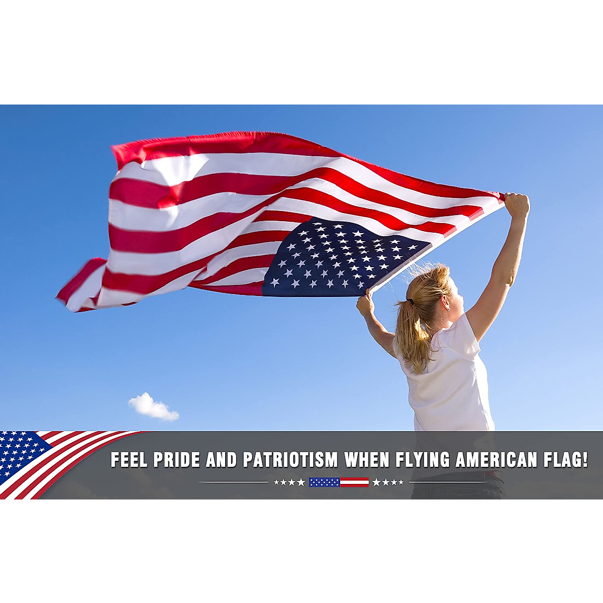 5x3 Ft American Outdoor Flag US Flag Bright Color and UV Fade Proof Canvas Header and Double Stitched - USA Flags with Brass Grommets