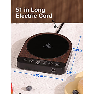 Rigstne Coffee Mug Warmer - 50W Mug Warmer for Desk, Coffee Cup Warmer Fast Heating, Candle Warmer Plate for Travel, Office and Home, 15 Temp Setting, Wood Grain