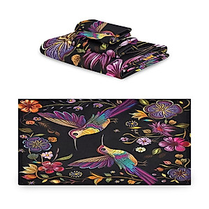 Flradish Hummingbirds Flowers Towels 3 Pack Bath Towels for Bathroom Set Soft Cotton Highly Absorbent Lightweight & Quickdry Towel Set 1 Bath Towel,1 Hand Towel,1 Washclothe
