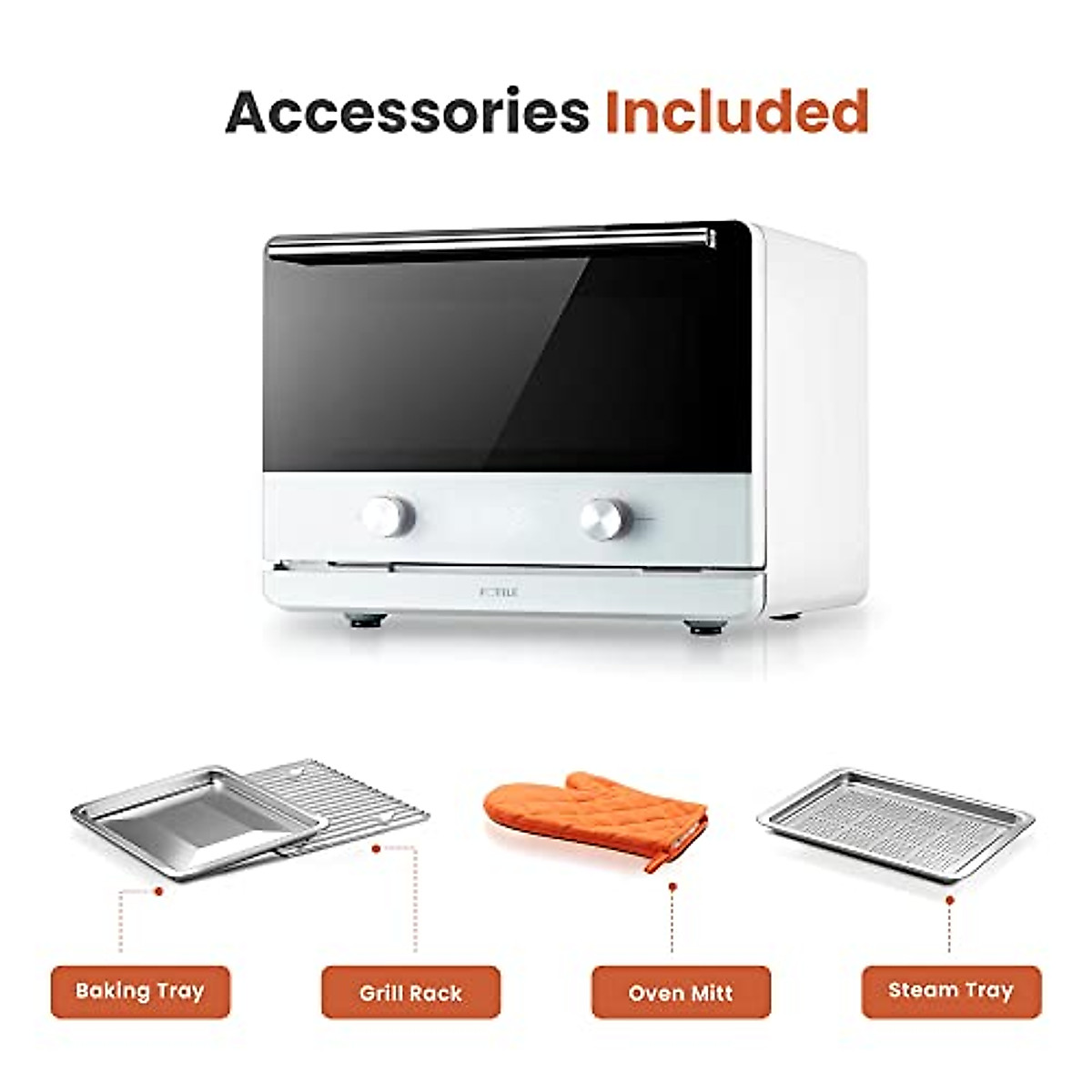 FOTILE ChefCubii 4-in-1 Countertop Convection Steam Oven, Air Fryer, Dehydrator with True Convection Bake, Steam-Bake, Broil, 40+ Preset Menu and Steam Self-Clean, 1 CFT