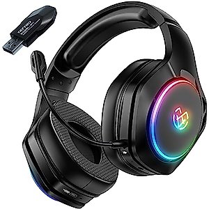Tatybo Wireless Gaming Headset for PS4, PS5, PC - 2.4GHz Gaming Headphones with Detachable Noise Canceling Microphone, 30-Hr Battery Gaming Headsets for Laptop, Switch, Mac